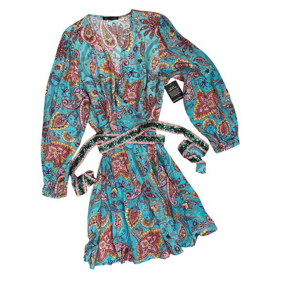 Boston Proper | Dresses | Boston Proper Wrap Dress Long Sleeve Colorful ...